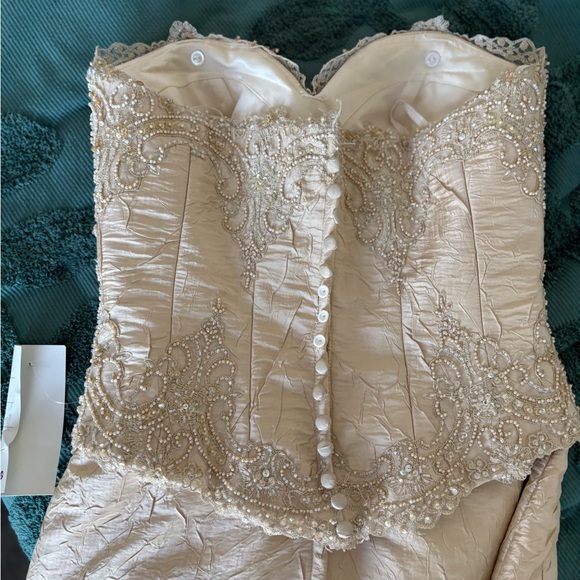 Demetrios | Dresses | Elegant Cream Demetrios Strapless Corset Basque ...
